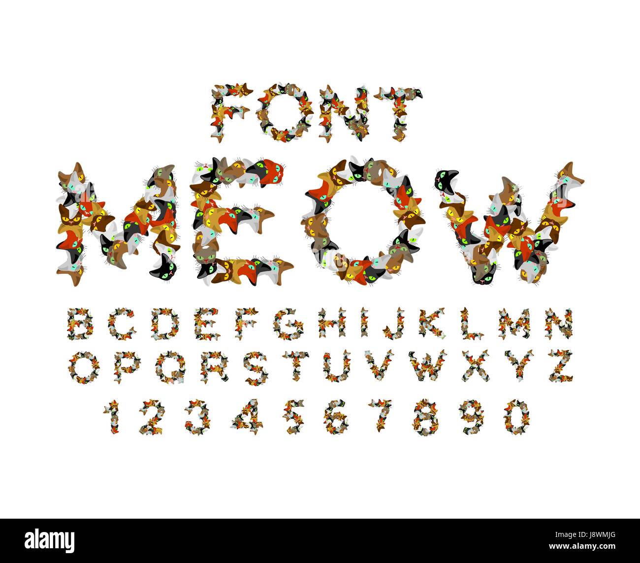 Meow font. Cat alphabet. catlike ABC. letters of Pet. Pets typography ...