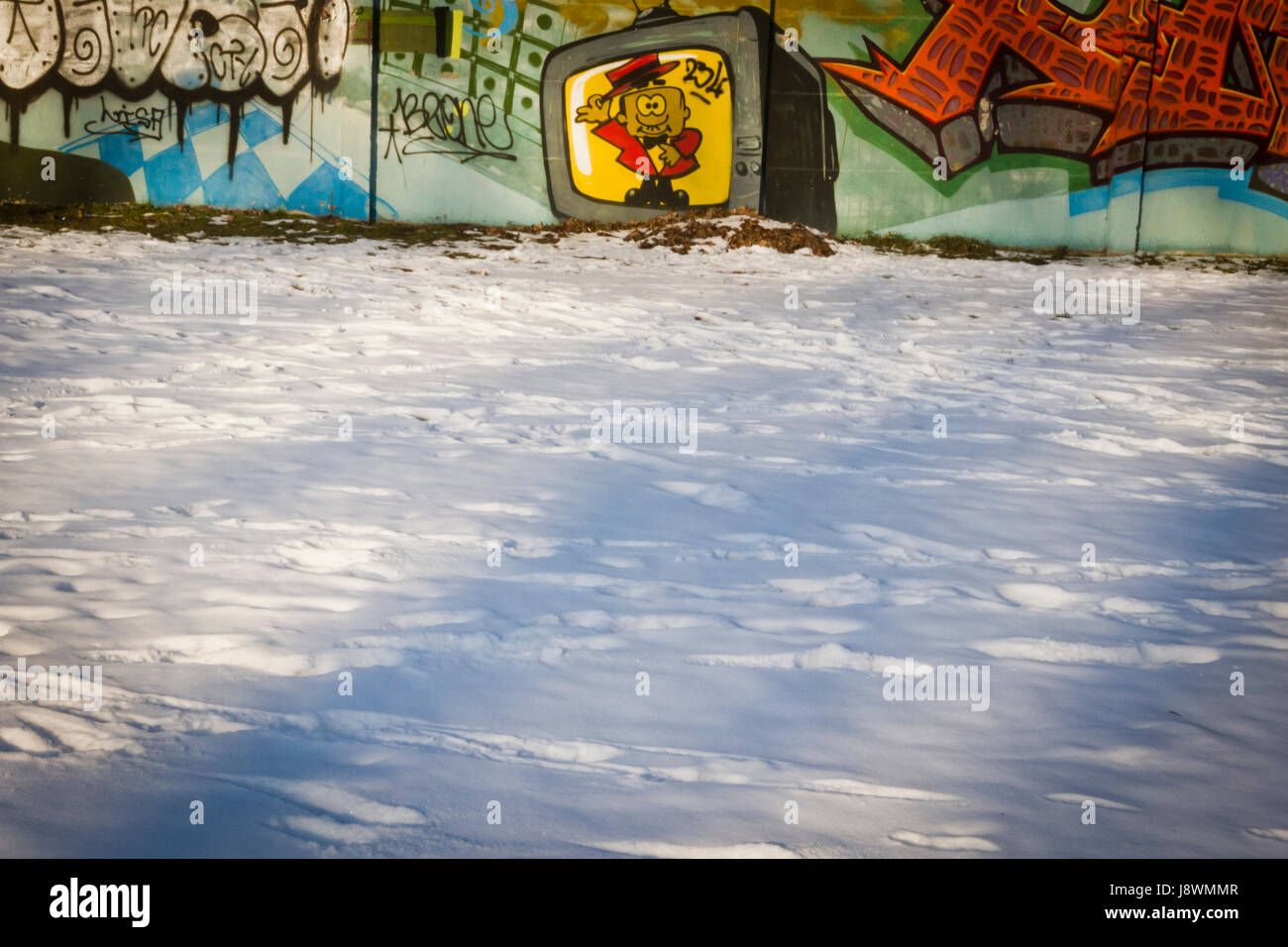 Graffiti in winter in Berlin, Germany Stock Photo - Alamy