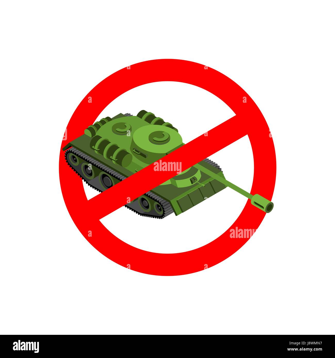 Stop war. Prohibited military action. Red prohibition sign. Crossed ...