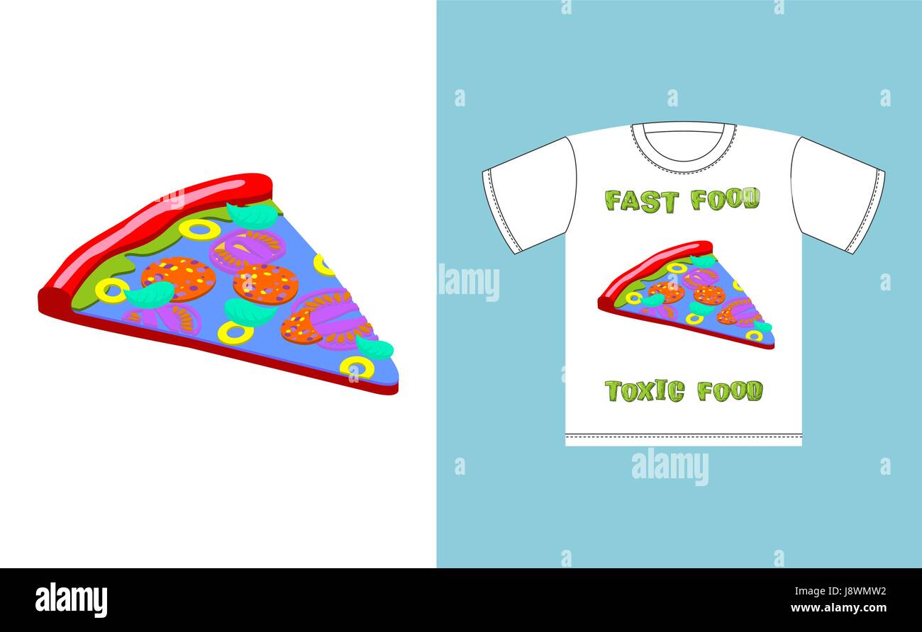 Fast food - toxic food. piece pizza in acid colors. Illustration about ...