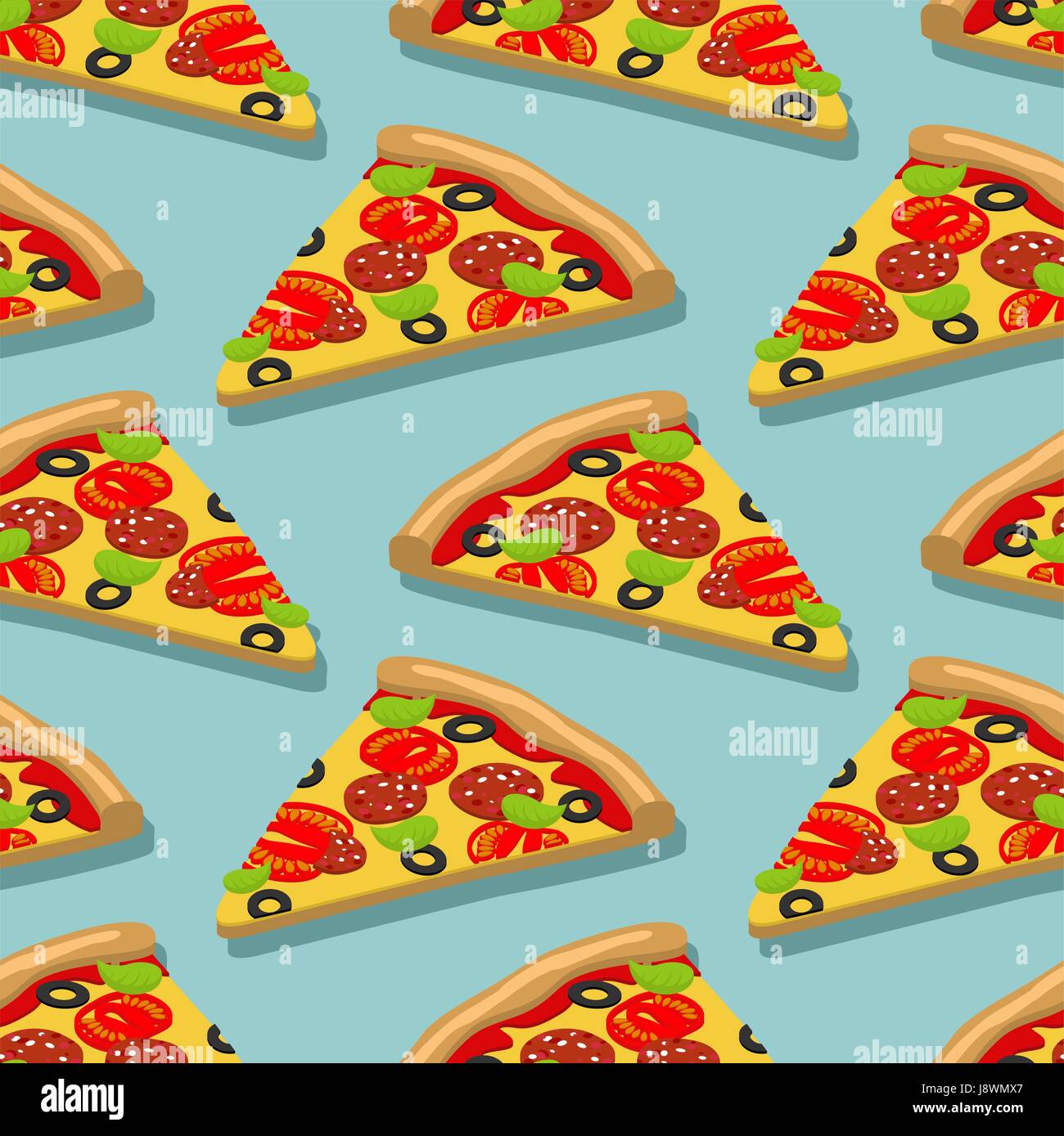 Isometric Pizza seamless pattern. Italian food texture. Delicious fresh ...