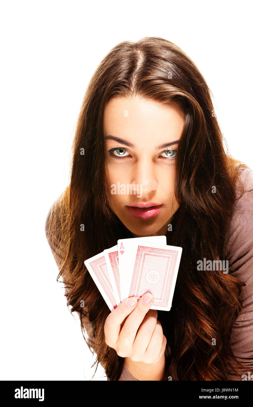 beautiful woman playing poker Stock Photo - Alamy