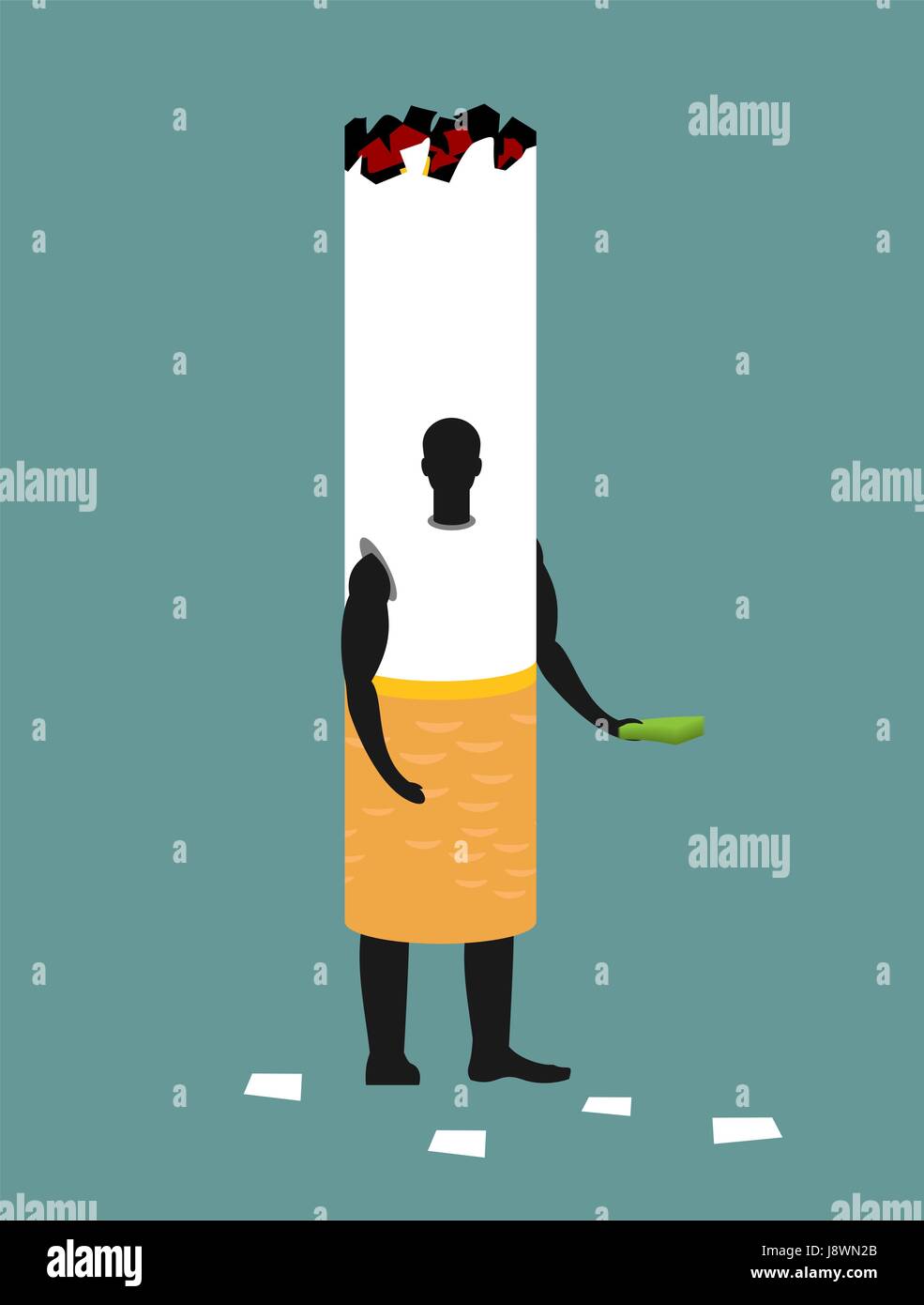 Cigarette man mascot promoter. Male dressed as ciggy distributing ...