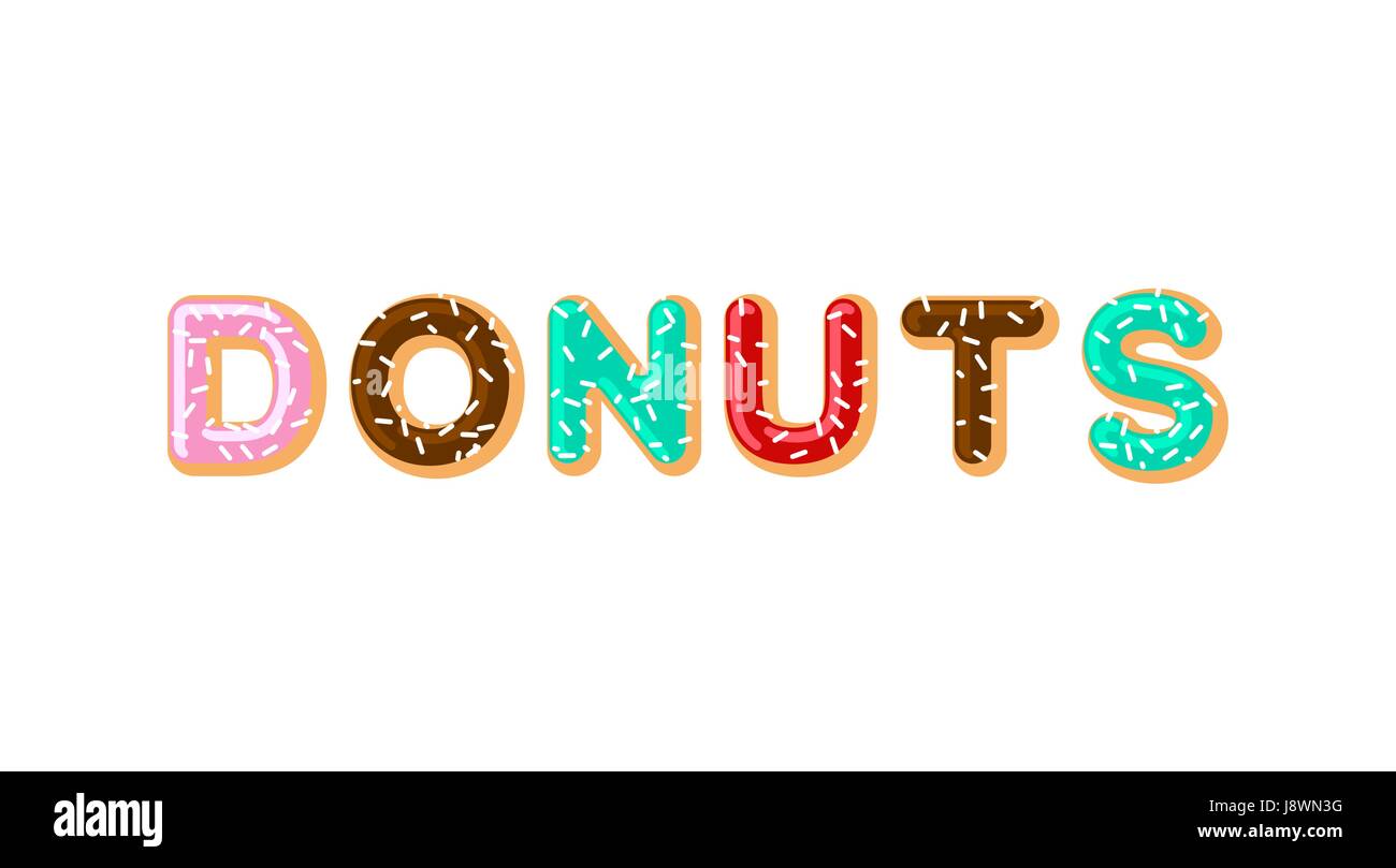 Donuts typography. pie alphabet. Baked in oil letters. Chocolate icing ...