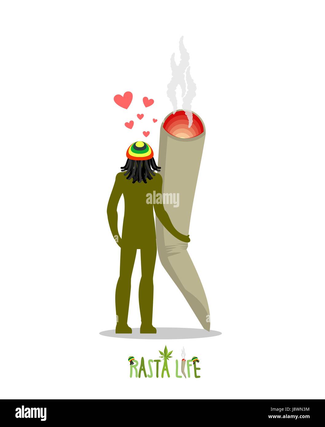 Rasta life. Rastaman and joint or spliff holding hands. Man and smoking ...
