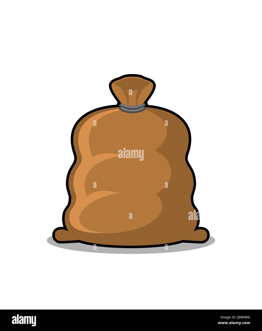 Full sack isolated. Brown textile bag on white background Stock Vector ...