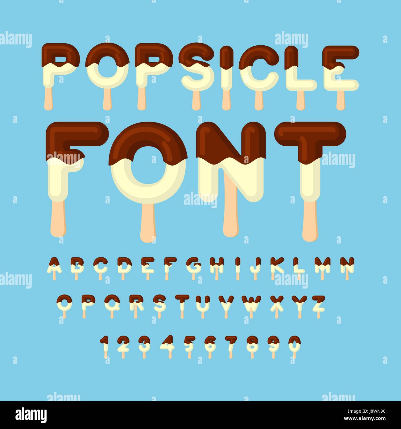 Popsicle font. Ice cream ABC. Cold sweets alphabet. Food typography ...