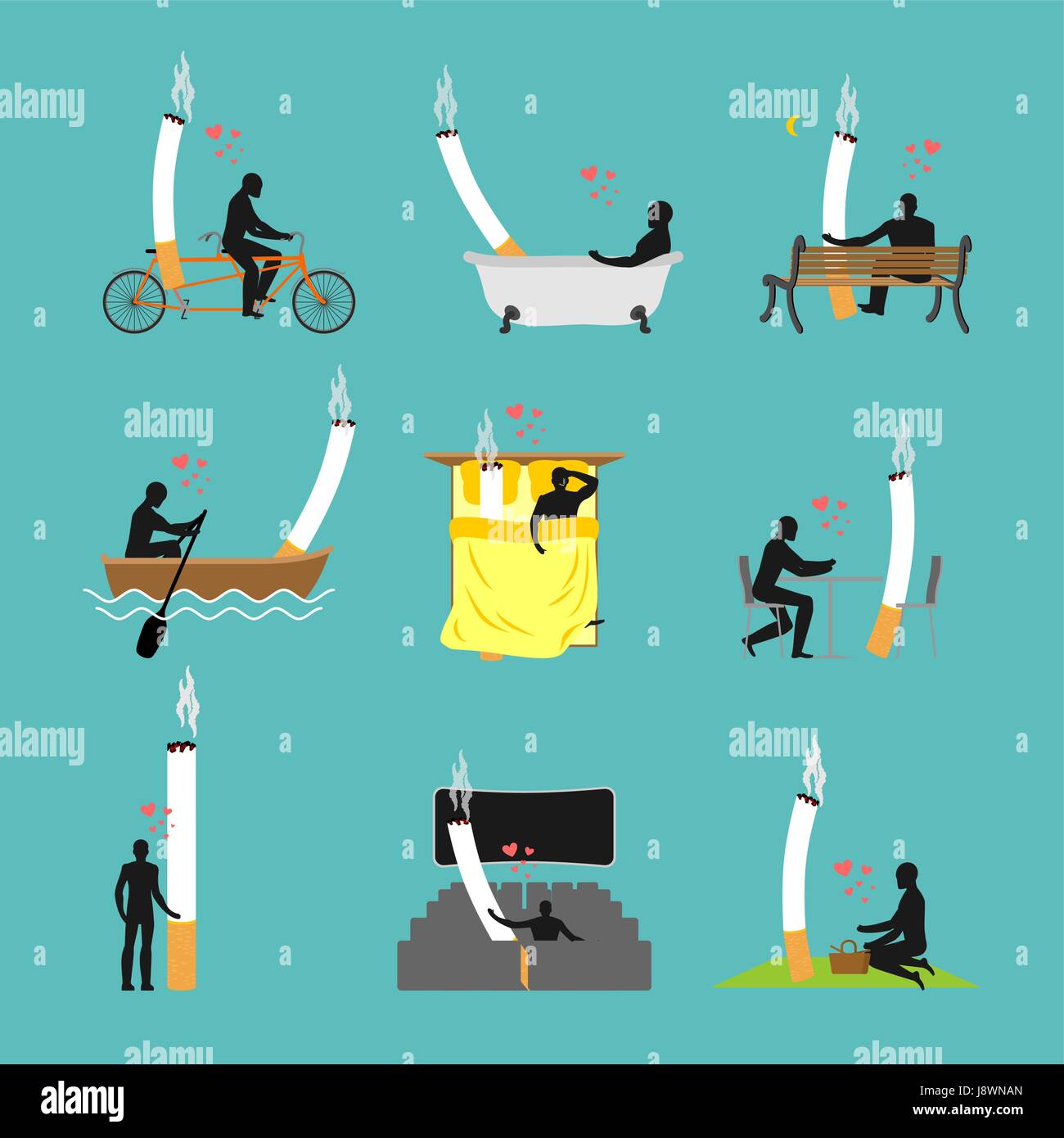 Couple smoking in bed Stock Vector Images - Alamy