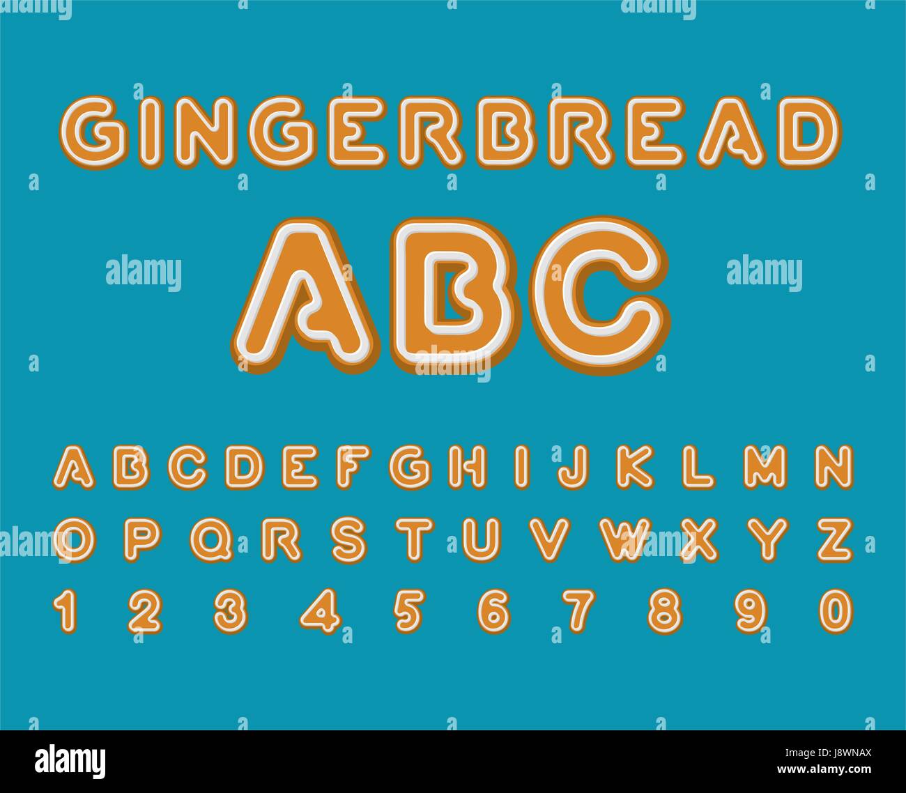 Gingerbread ABC. Christmas cookie Alphabet . Mint Cookies font. Baked ...