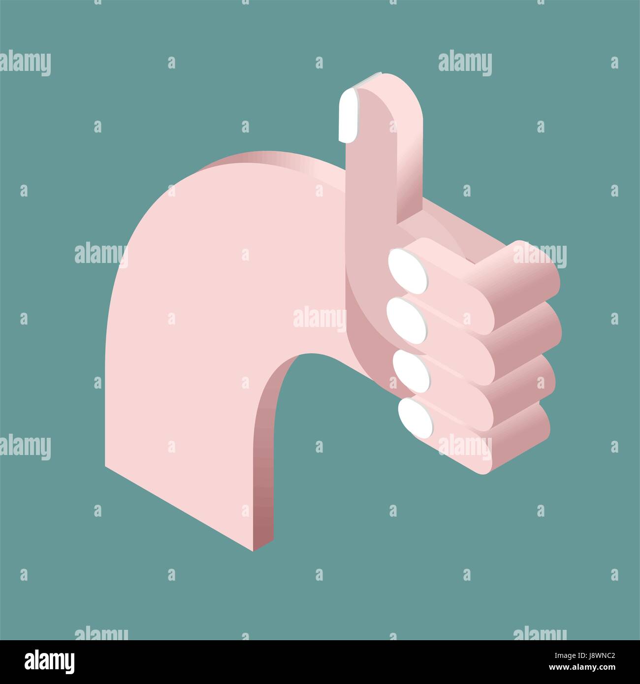 Thumb up isometrics. Hand 3d. Hand showing ok. good mood Symbol Stock ...