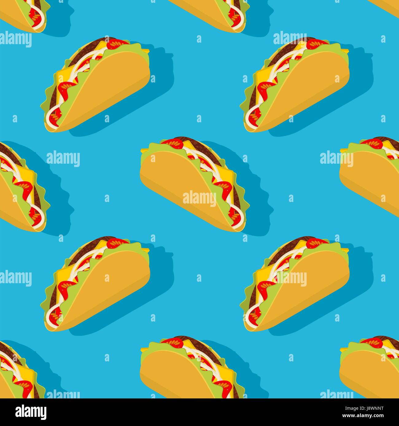 Taco seamless pattern. Traditional Mexican food background. Corn ...