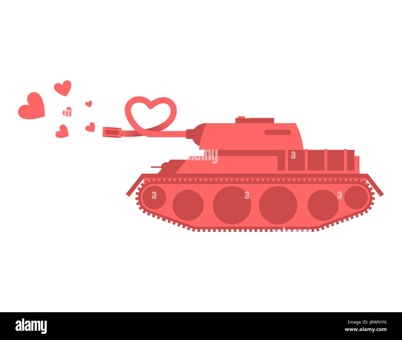 Pink tank of love. Shot heart. Peace military equipment. Army bomb for ...