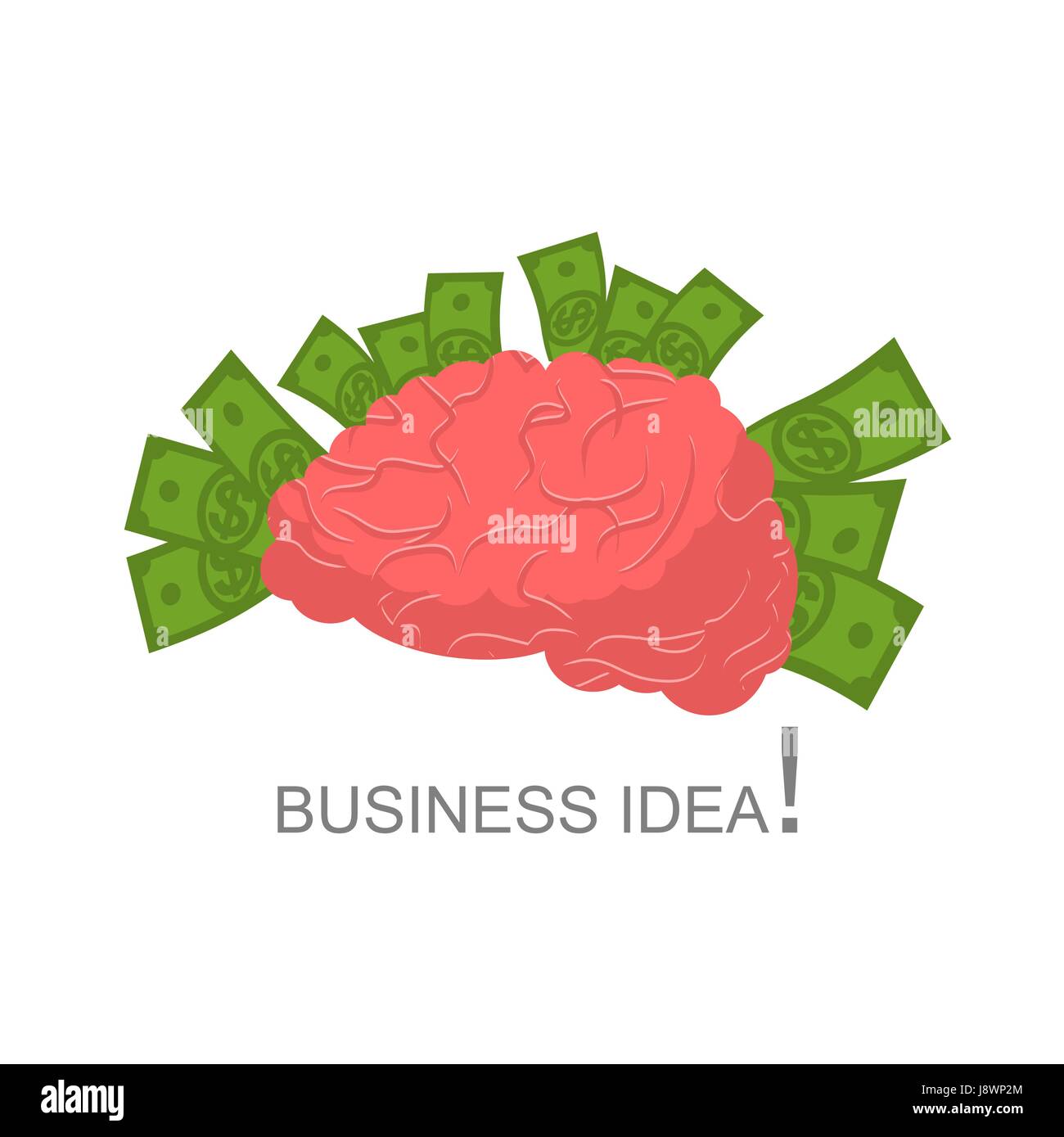 Business idea. Human brain and money. Cash and human body. Brain on ...