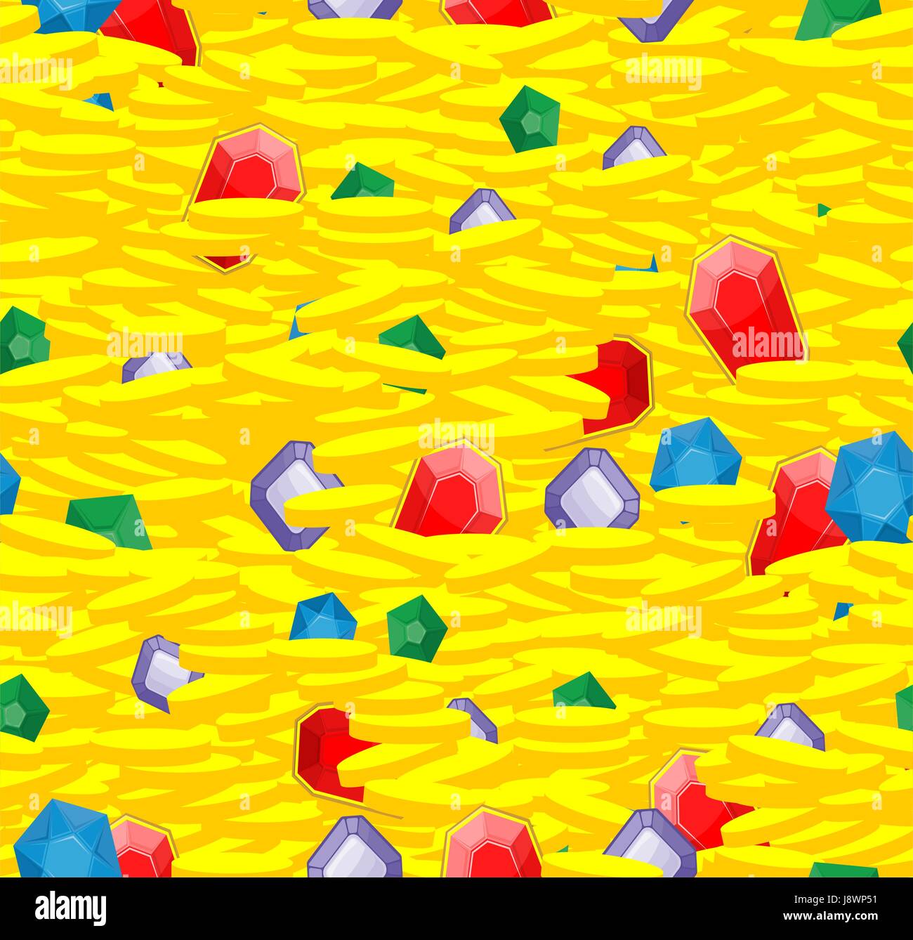 Treasure seamless pattern. Gold and precious stones ornament. Sapphires ...