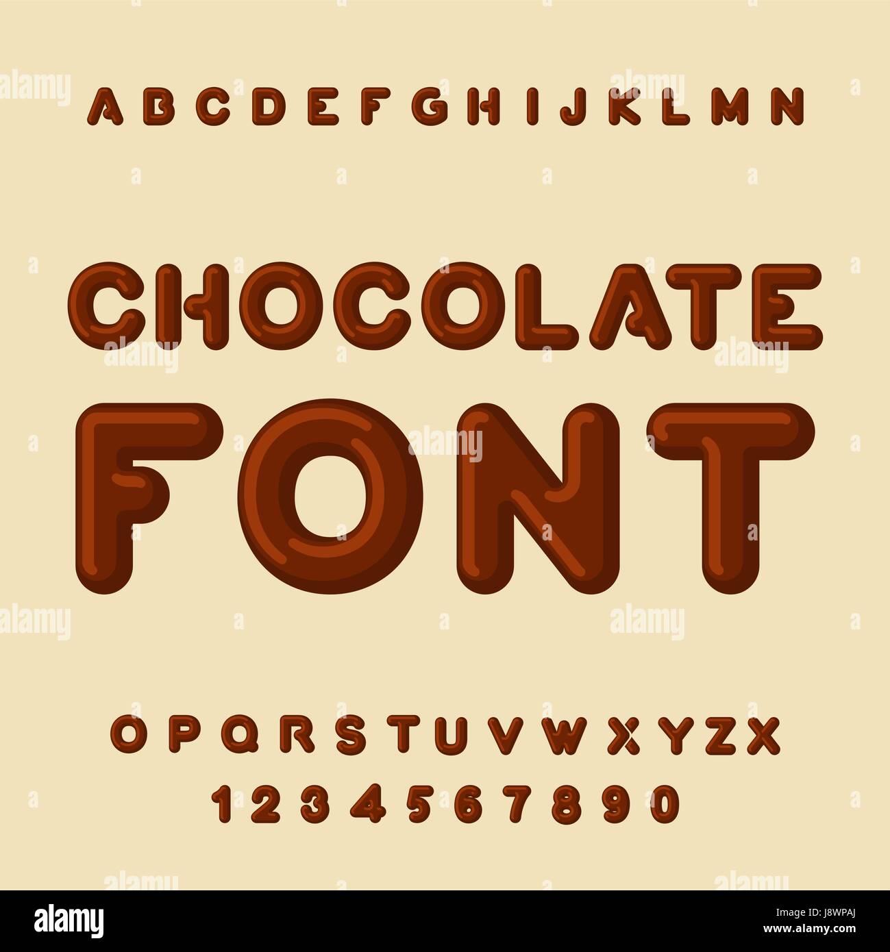 Chocolate font. Dessert ABC. Sweet alphabet. Brown letter. confection ...