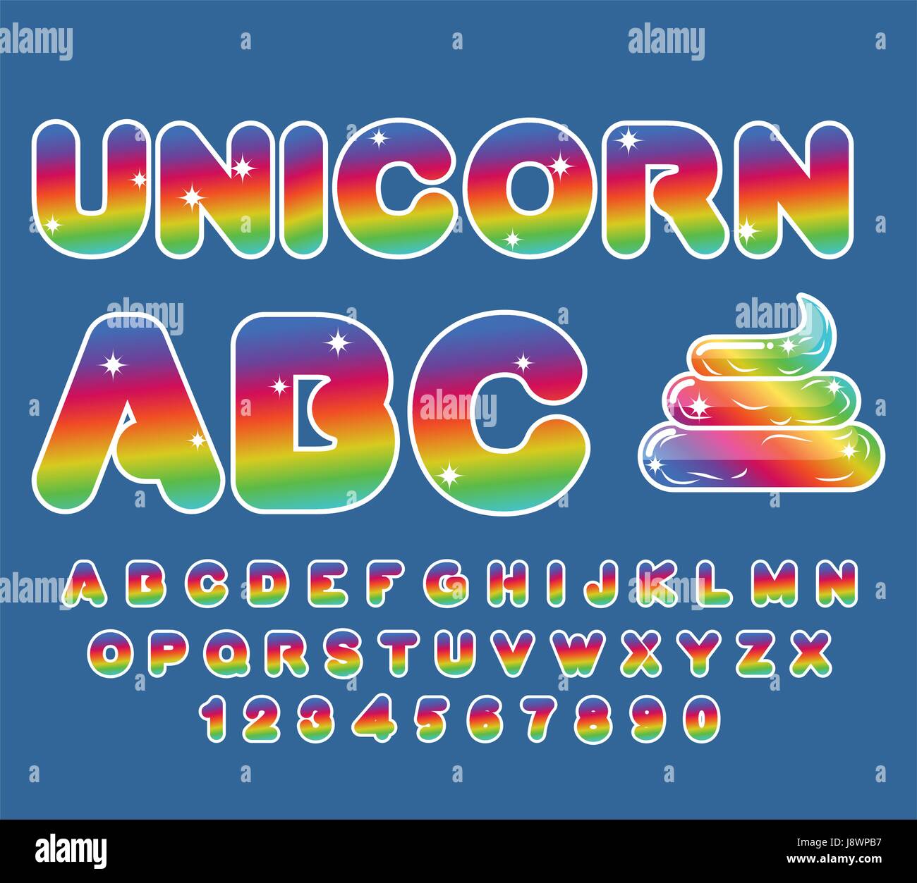 Unicorn ABC. Rainbow font. Multicolored letters. Fantastic alphabet ...
