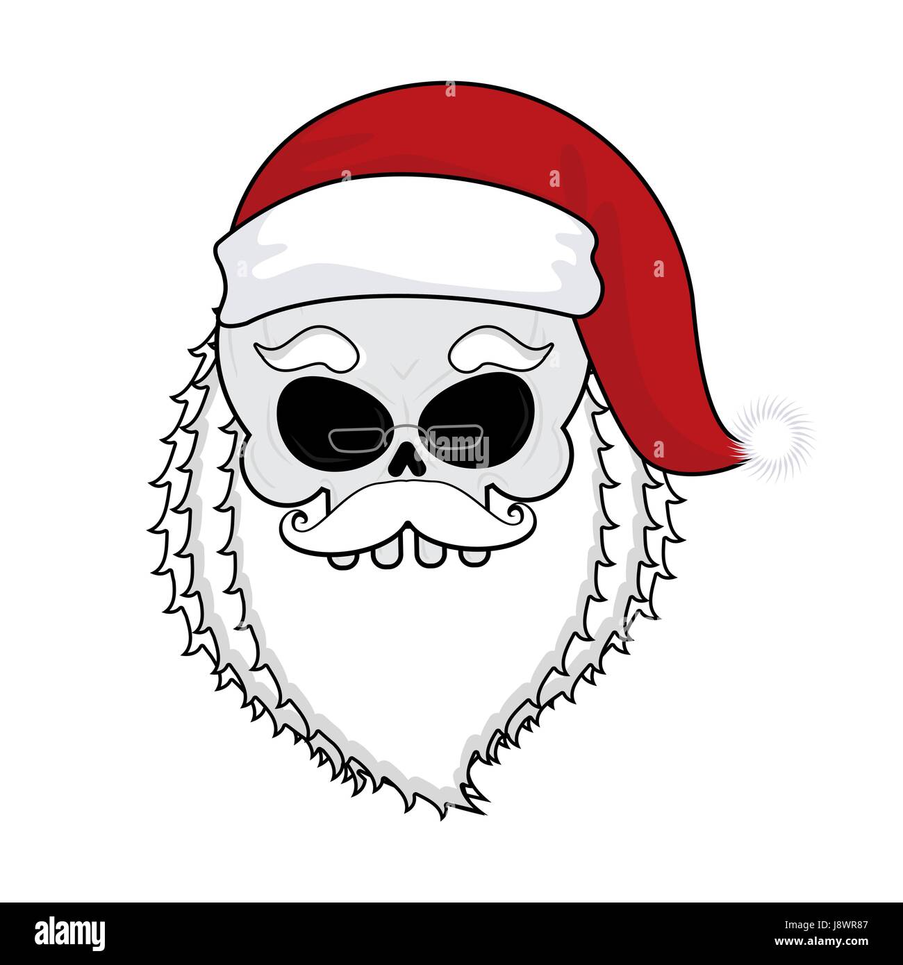 Santa skull. skeleton head in red santa hat. Death Christmas Stock ...