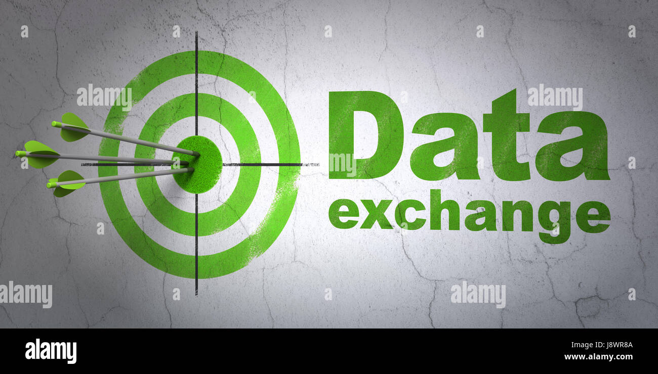 Information concept: target and Data Exchange on wall background Stock ...