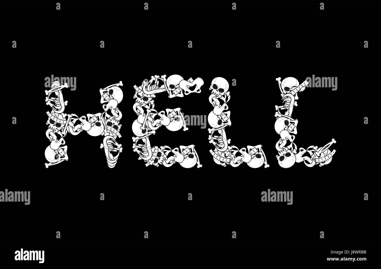 Hell typography. Letters from bones. Anatomy lettering. Death sign ...