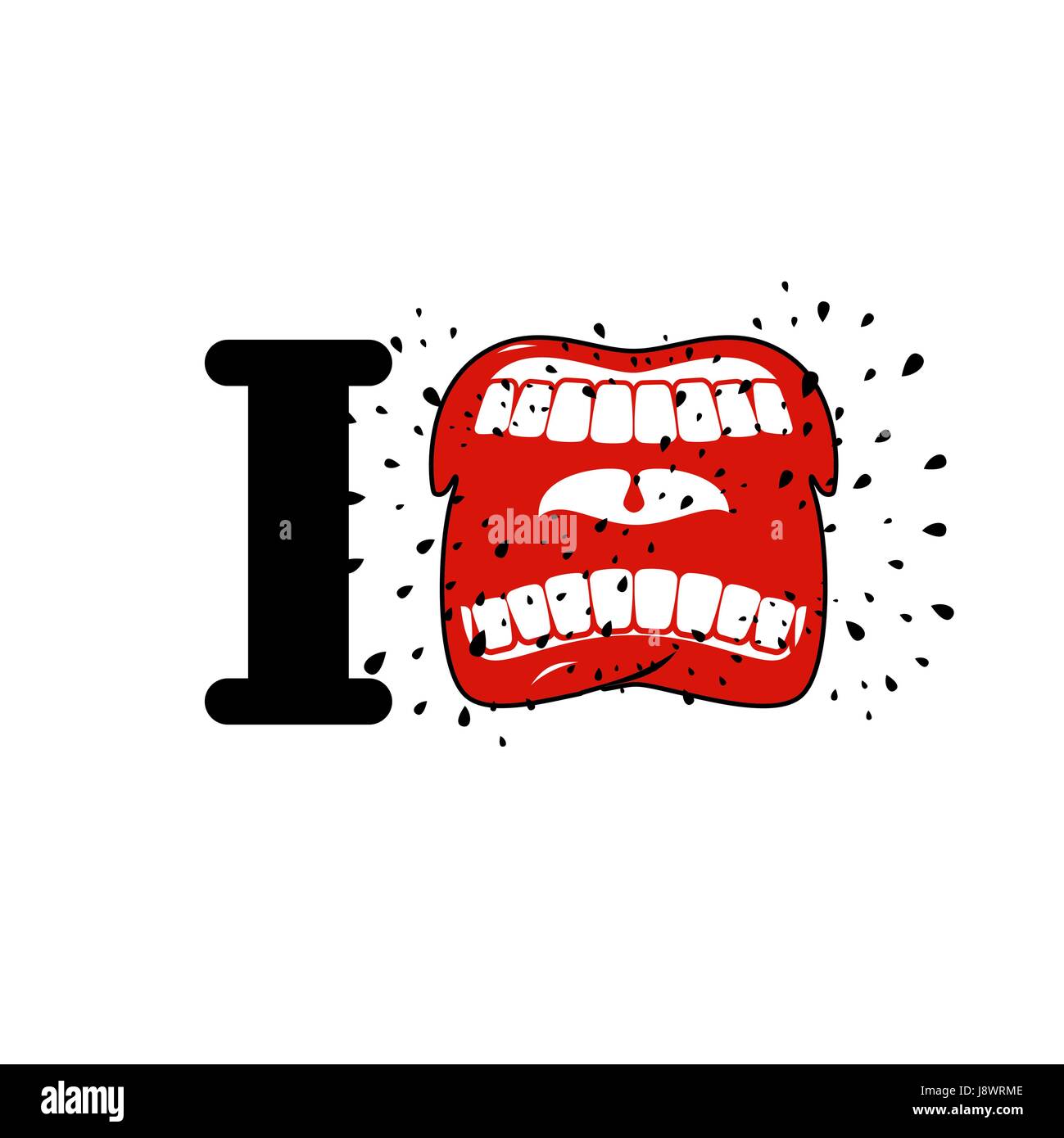 I hate template. shout symbol of hatred. Aggressive Open mouth. Yelling ...