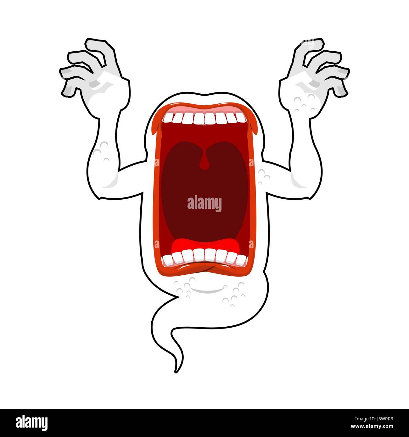 Scary ghost shouts. Horrible wraith frightening screams. Phasing white ...