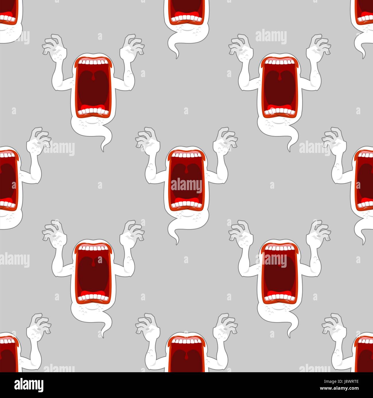 Spooky seamless pattern. Terrible howling wraith background. Monster ...