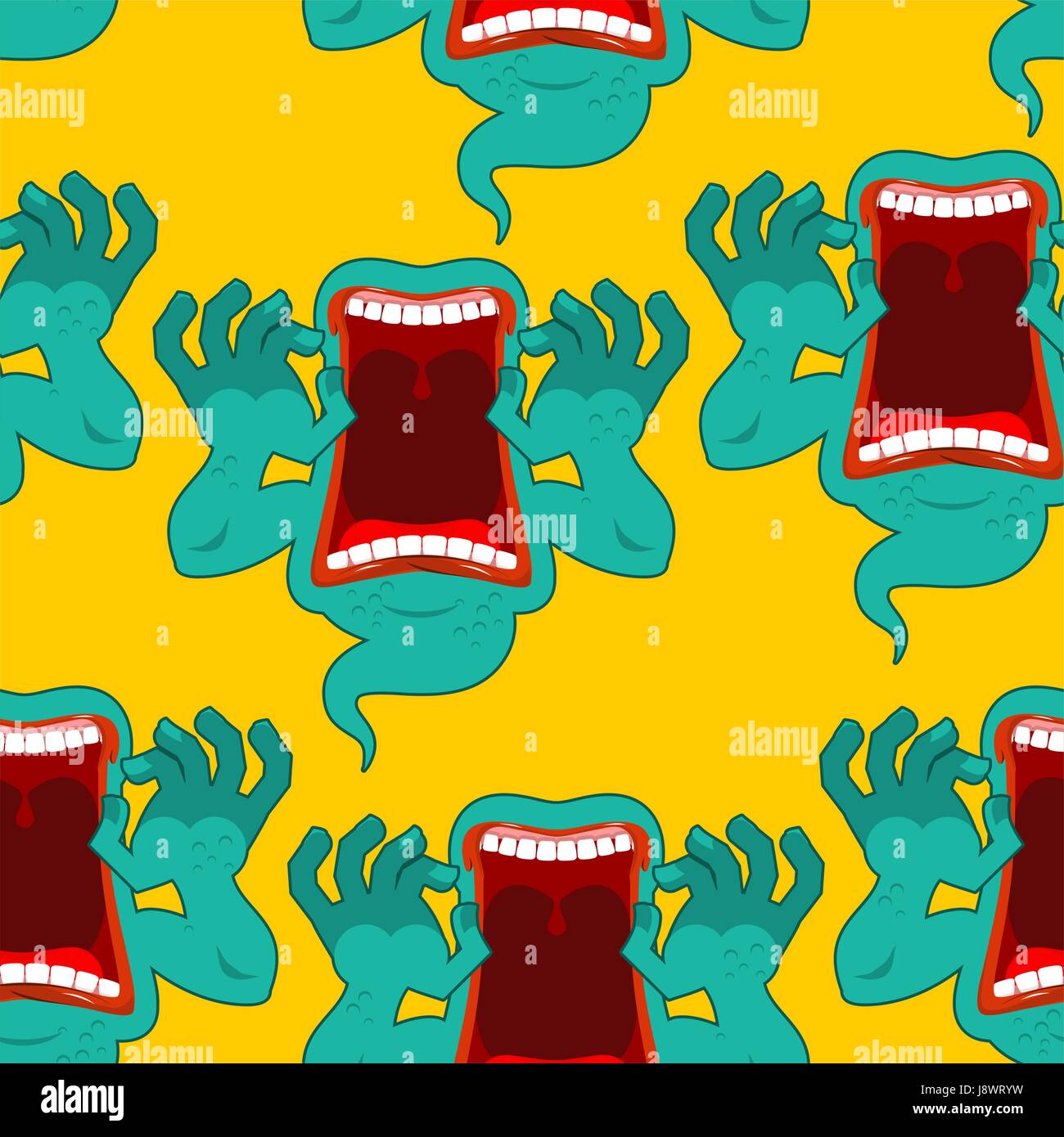 Ghost seamless pattern. Terrible howling wraith background. Monster ...
