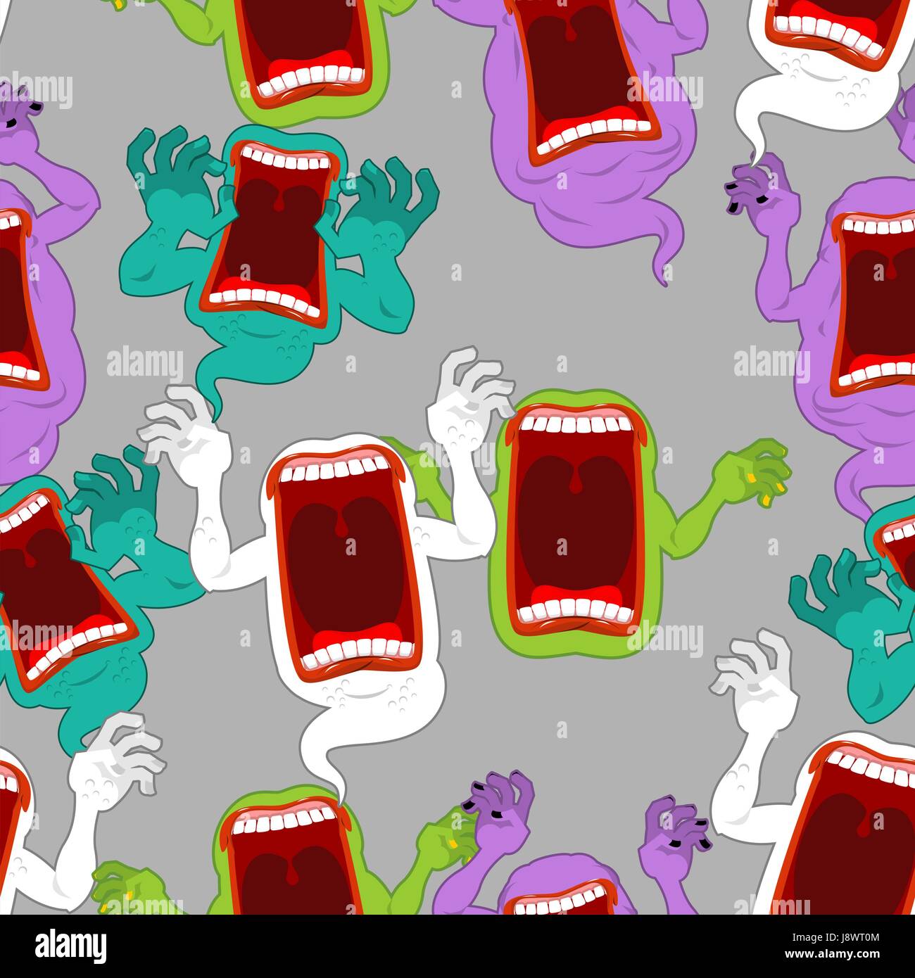 Terrible howling wraith background. Ghost seamless pattern. Monster ...