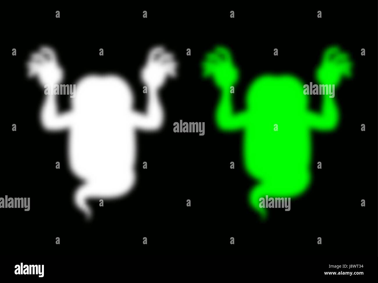 Scary ghost set. Horrible spook green and white. Phasing monster spirit ...