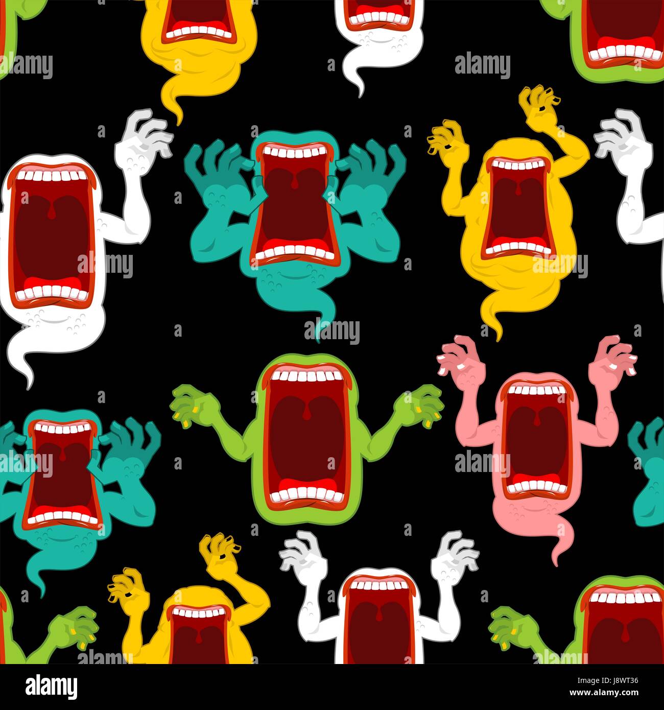 Ghost seamless pattern. Terrible howling wraith background. Monster ...