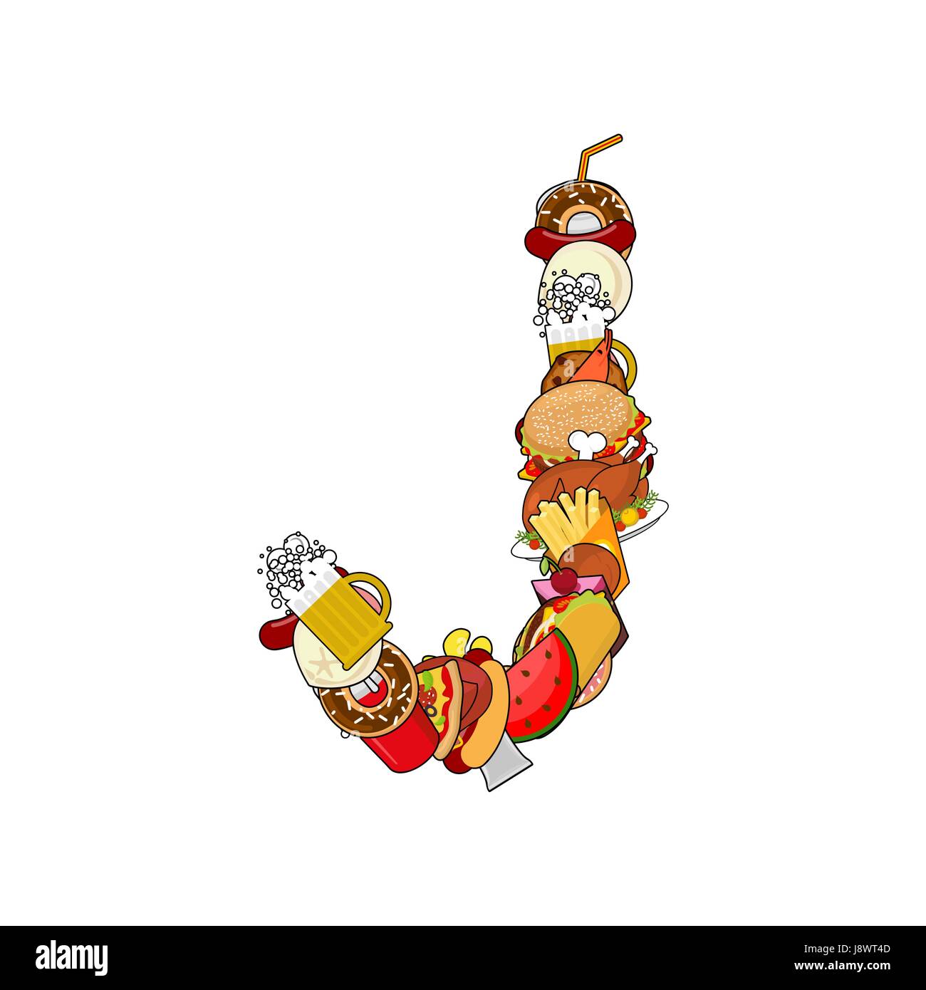 Letter J edible. Alphabet sign of food. Feed concept template elements ...