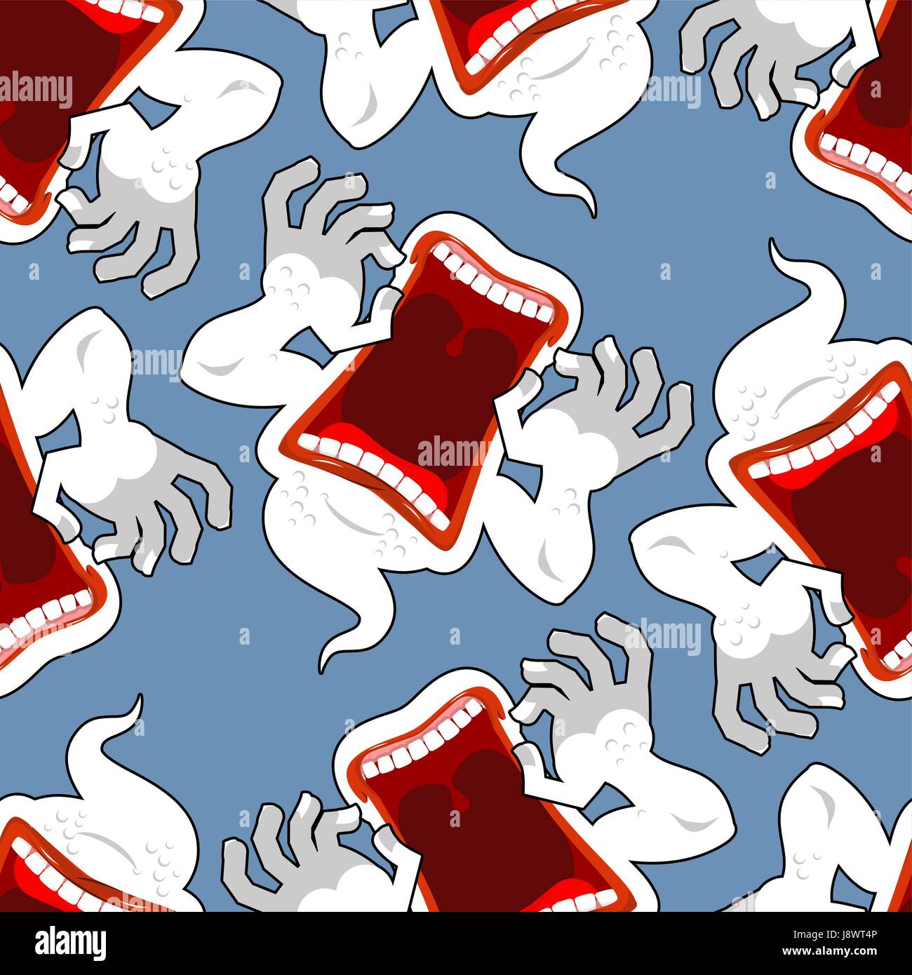 Ghost seamless pattern. Terrible howling wraith background. Monster ...