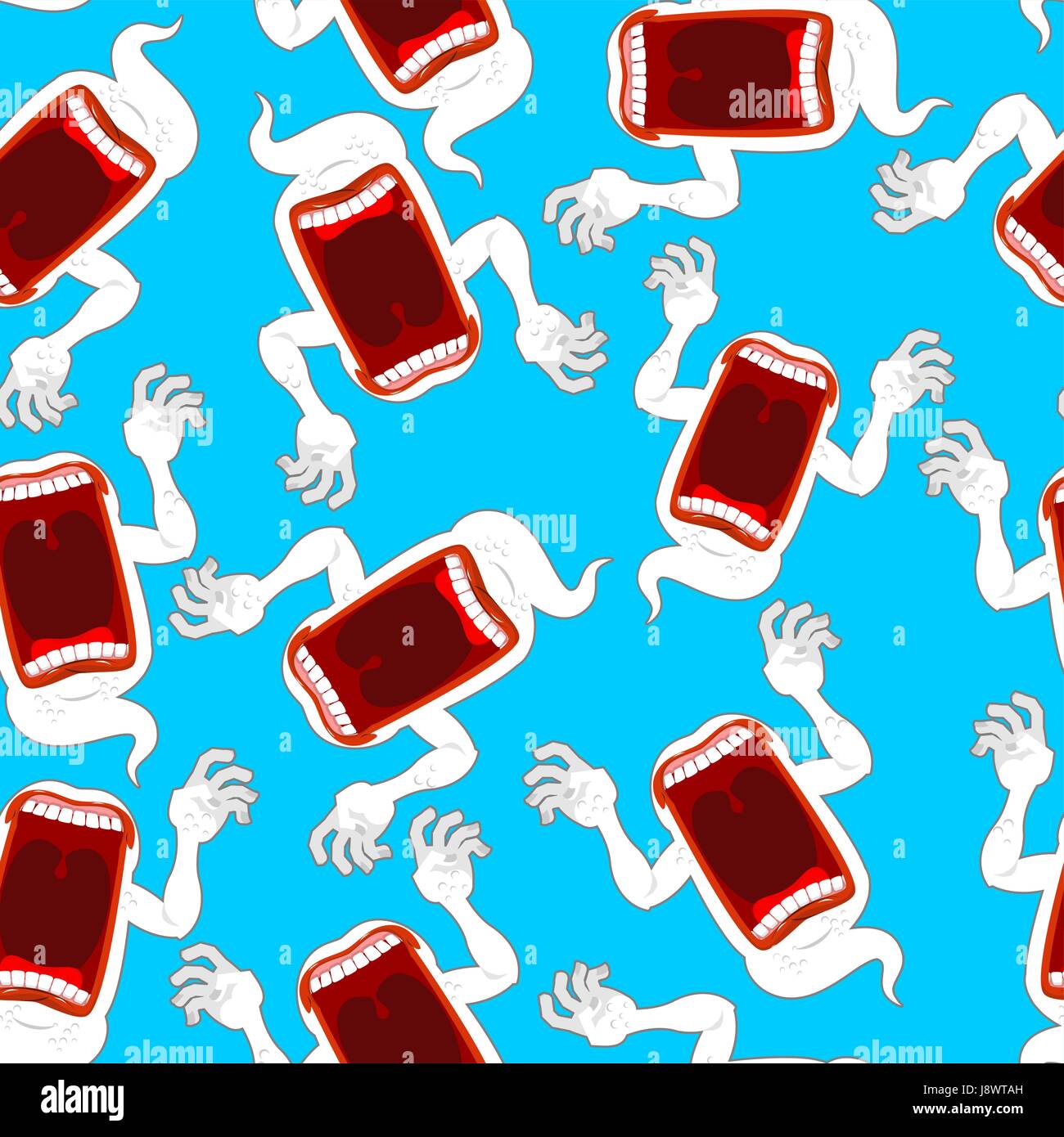 Spooky seamless pattern. Terrible howling wraith background. Monster ...