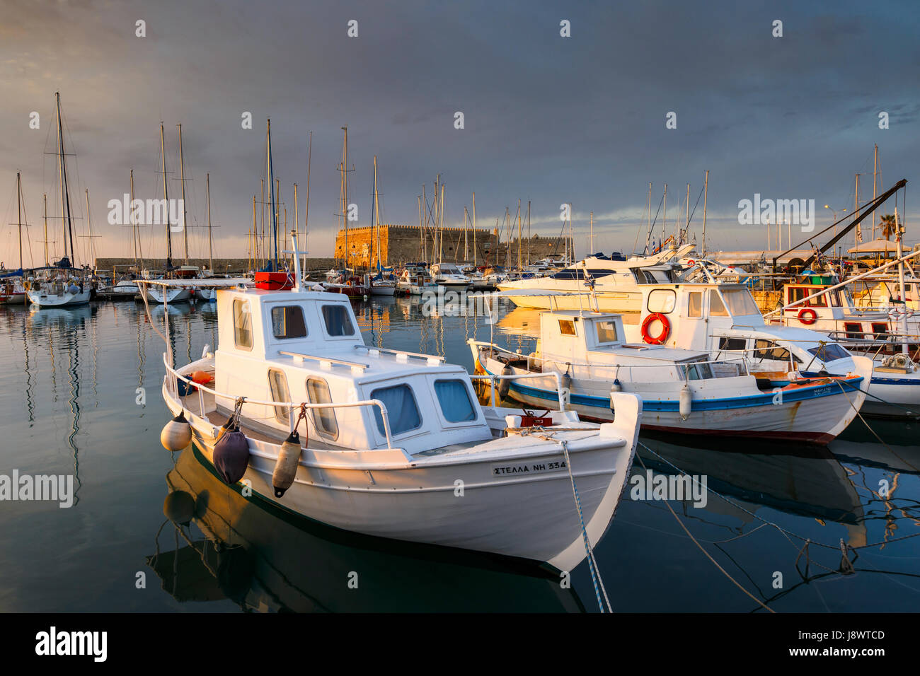 Old Venetian harbor in Heraklion, Crete, Greece Stock Photo - Alamy