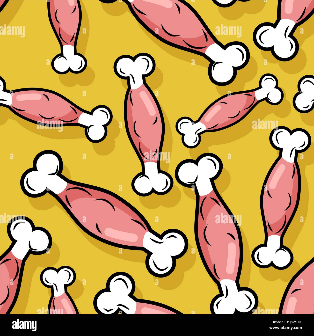 Ham Seamless Pattern Meat On Bone Ornament Pork Texture Piece Of
