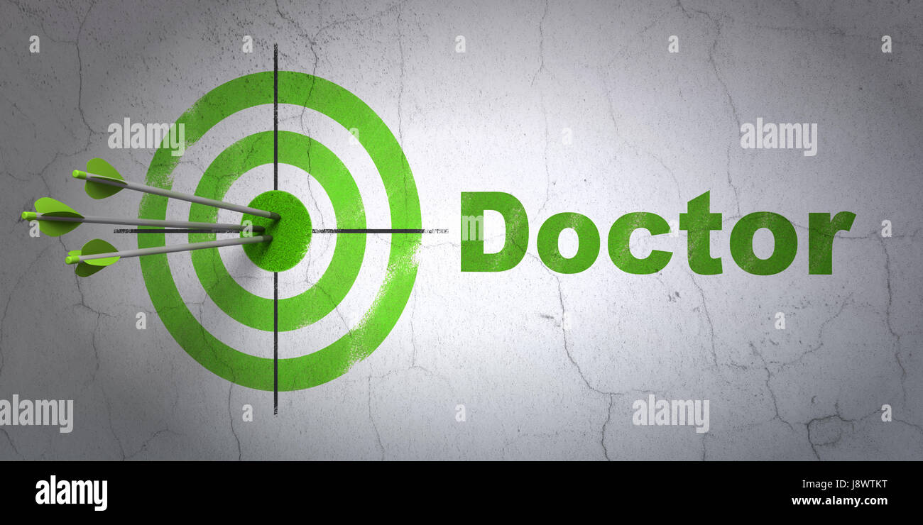 Medicine concept: target and Doctor on wall background Stock Photo - Alamy