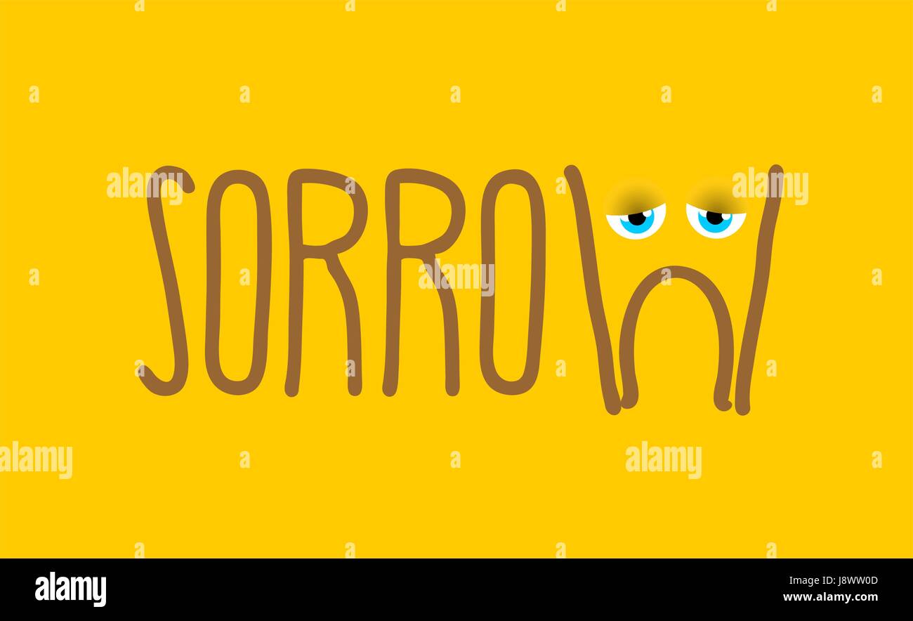 Sadness sad emotion. Yellow face sorrowful eyes. melancholyd mouth ...