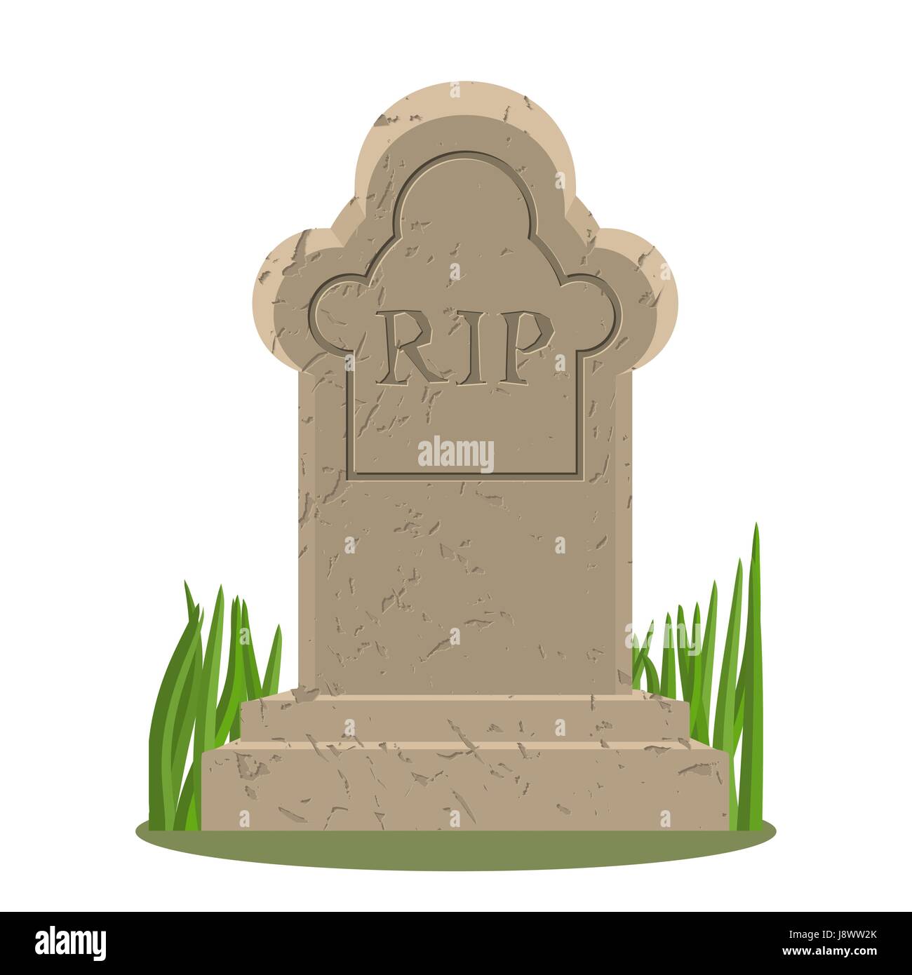 Old gravestone with cracks. Grave on white background. ancient RIP ...