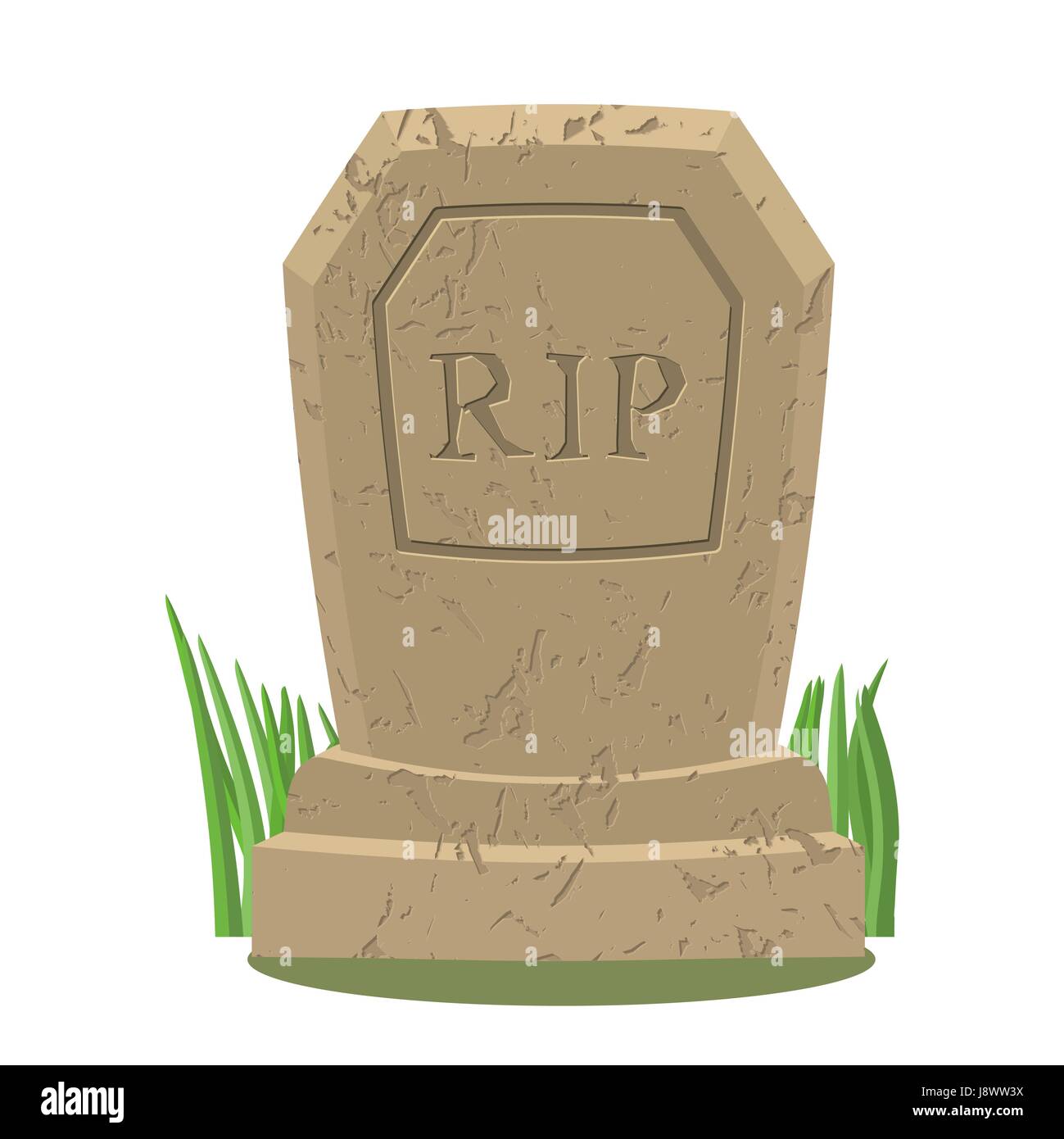 Old gravestone with cracks.Tomb on white background. ancient RIP ...