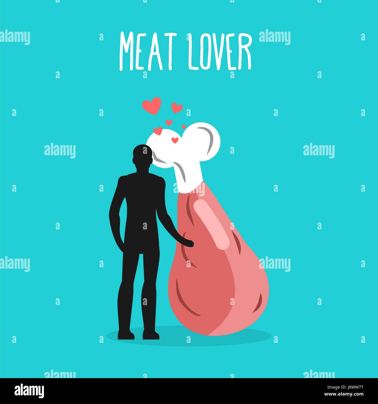 Meat lovers. Infatuated with pork ham. Man and beef. Lovers holding ...