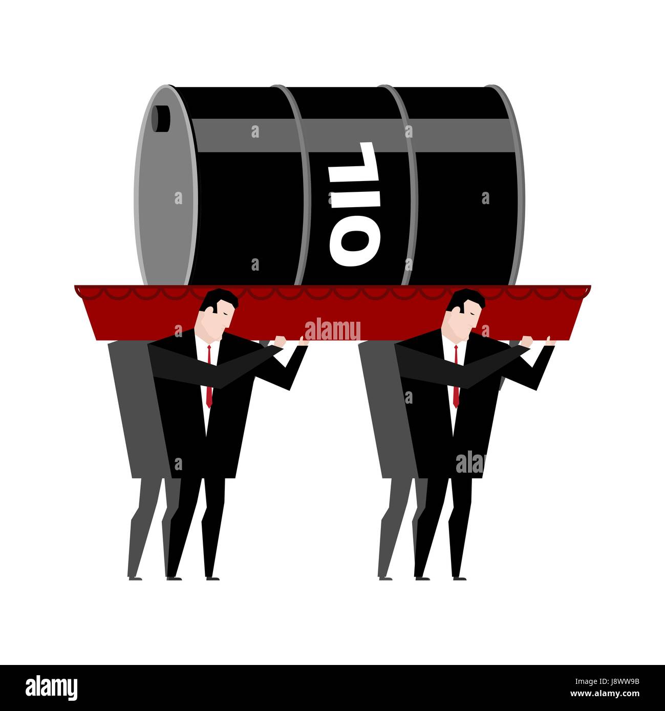 Funeral oil. Barrel of oil carried in coffin. Businessmen buried ...