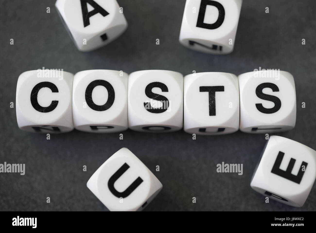 word costs on white toy cubes Stock Photo - Alamy