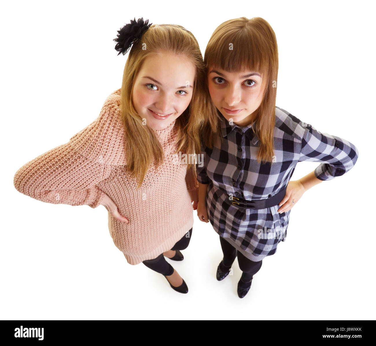 isolated, funny, teenager, couple, pair, white, girl, girls, two, woman ...
