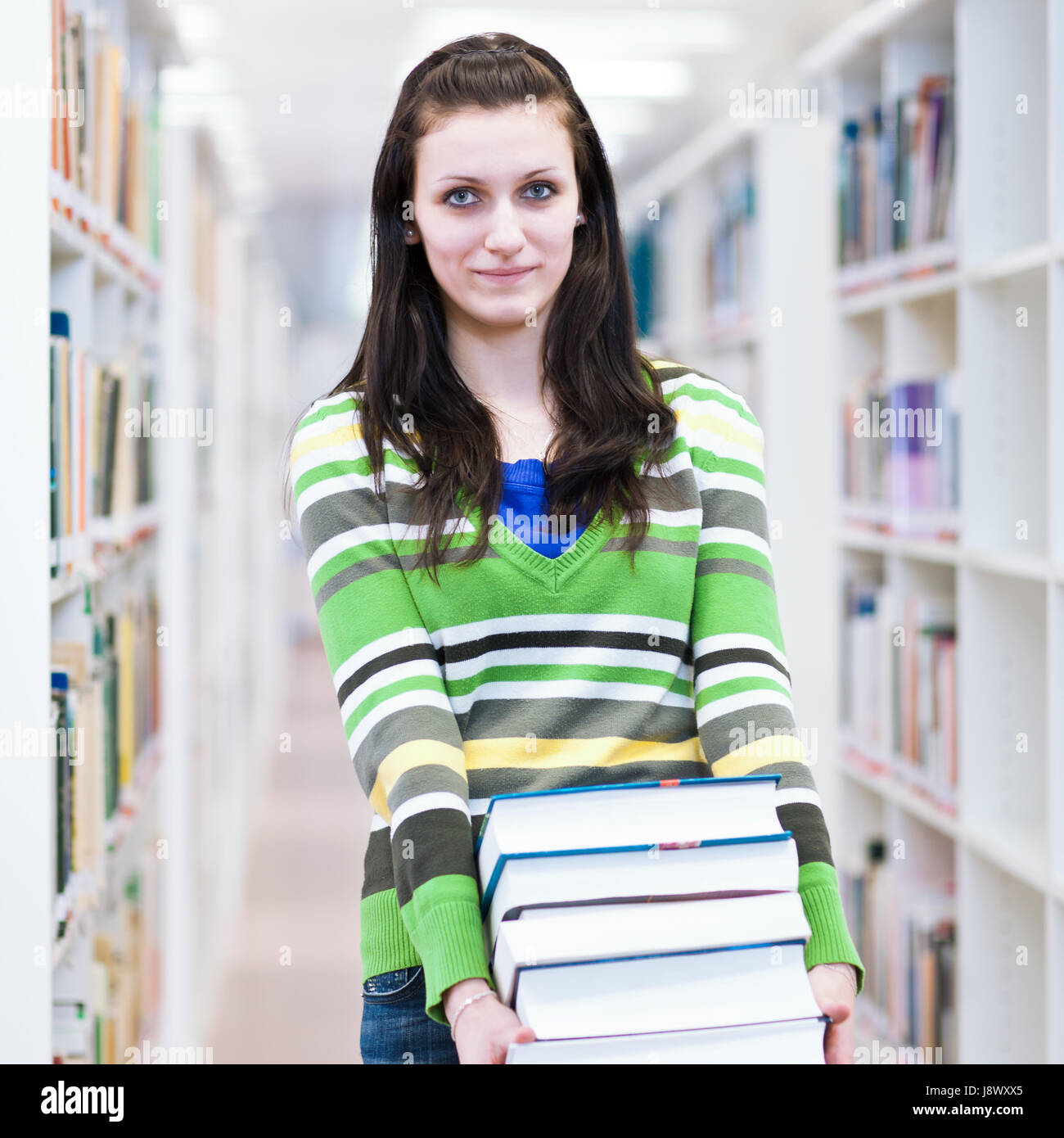 woman, books, library, student, university, educational institution ...