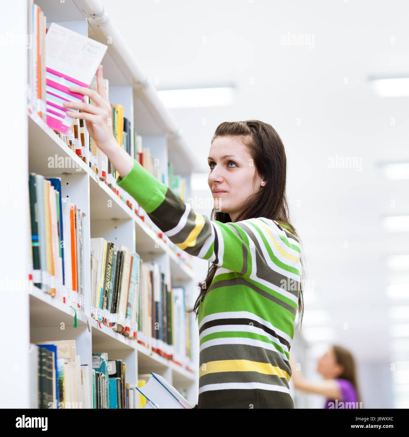 woman, books, library, student, university, educational institution ...