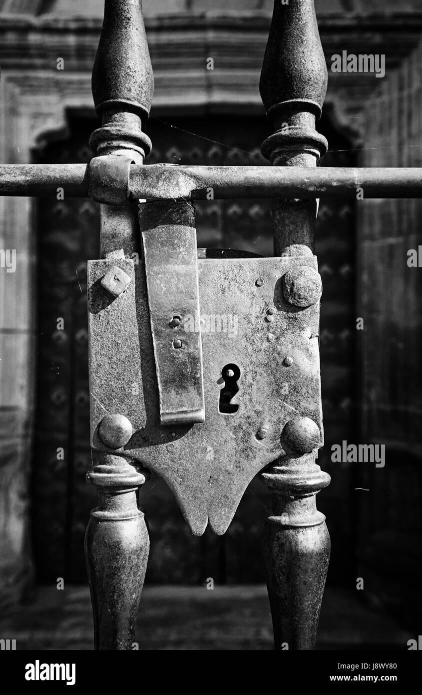Old lock gothic, detail of an old metal lock, art and history ...