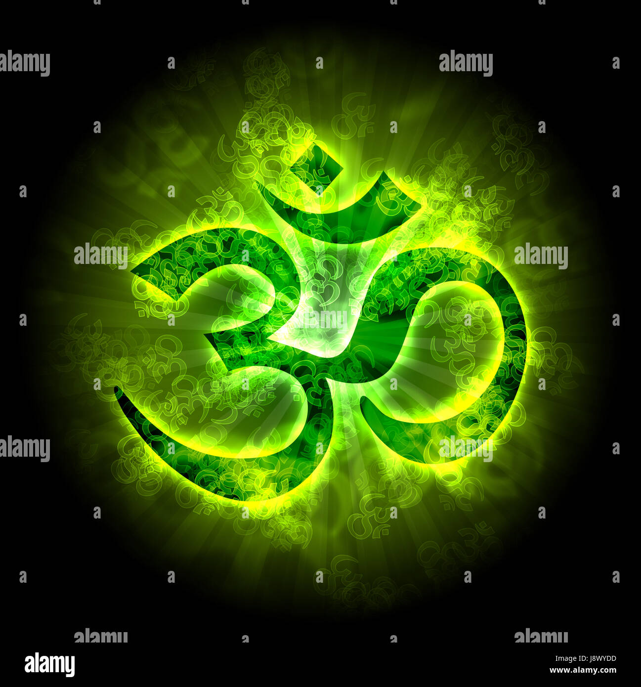 green aum sign on black Stock Photo - Alamy