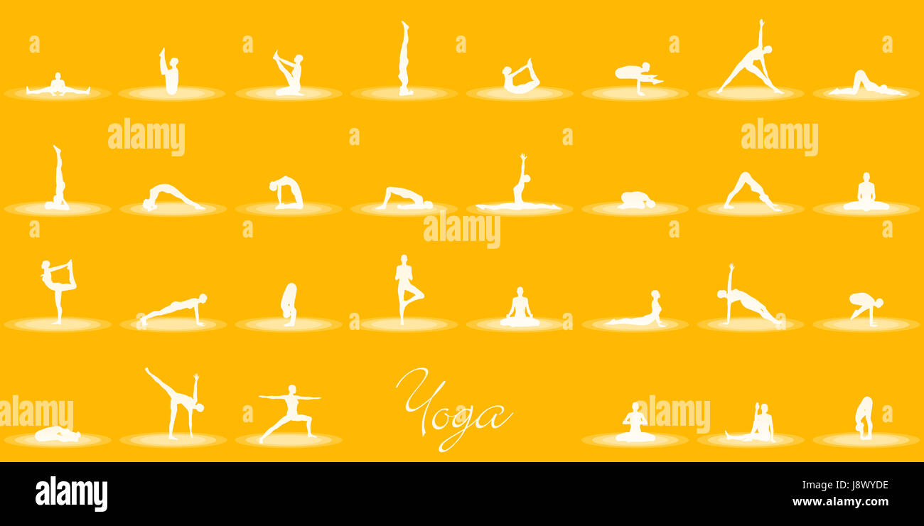 woman, sign, signal, poses, silhouette, yoga, collection, pictogram ...