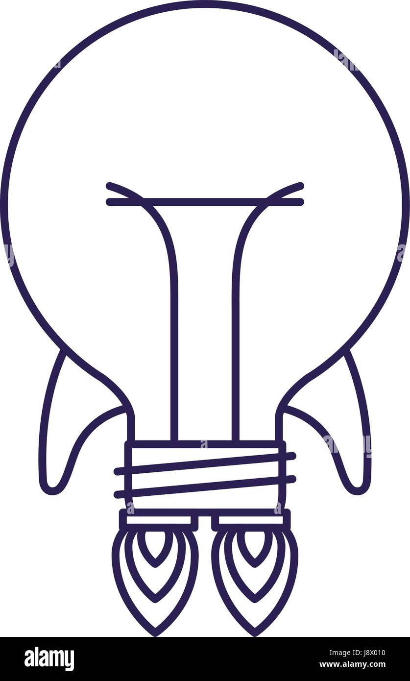 purple line contour of bulb light in shape of space rocket Stock Vector ...