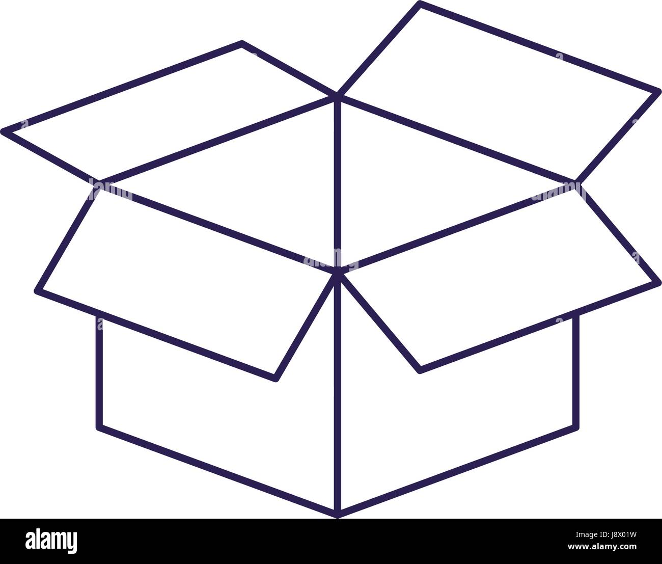 purple line contour of box of cardboard opened Stock Vector Image & Art ...